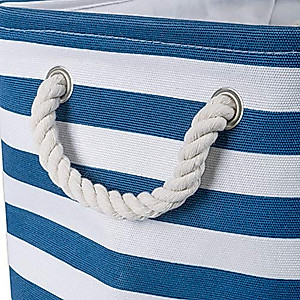 Bone Dry Pet Storage Collection Striped Paw Patch Bin, Large Rectangle, Navy