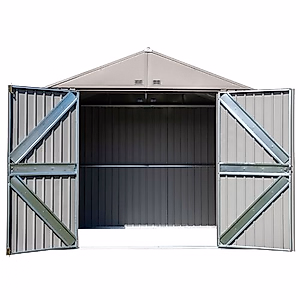 Arrow Shed Elite 8' x 6' Outdoor Lockable Steel Storage Shed Building, Cool Grey