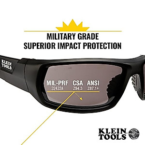 Klein Tools 60164 Safety Glasses, Professional PPE Protective Eyewear with Full Frame, Scratch Resistant and Anti-Fog, Gray Lens