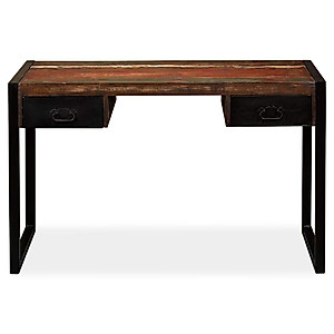 YUHI-HQYD Desk with 2 Drawers,Laptop Table,Writing Desk with Drawers,Home Office Desks,Secretary Desk,Perect for Office or Home Study,Easy to Assemble, Solid Reclaimed Wood 47.2"x19.7"x29.9"