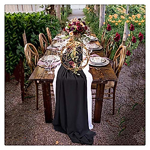 Chiffon Fabric | 10 Yards Continuous | 60" Wide | Wedding Decoration, DIY Decoration, Sheer, Drapery, Solid by Barcelonetta (Black)