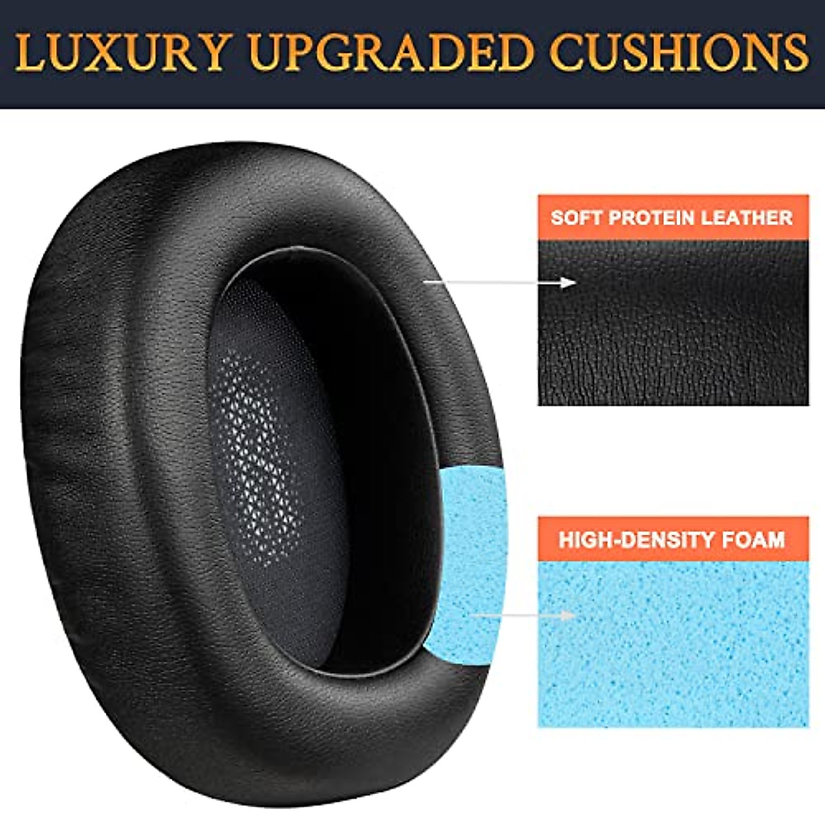 SOULWIT Earpads Replacement for JBL Everest Elite 750 (750NC Model: V750NXT) Headphones, Ear Pads Cushions with High-Density Noise Isolation Foam, Softer Protein Leather - Black