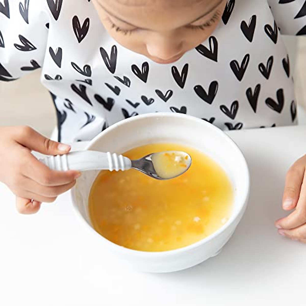 Bumkins Baby Bowl, Silicone Suction, for Babies, Toddlers and Kids, Baby Led Weaning, Feeding Essentials, Platinum Silicone, Non Skid Sticky Bottom, Supplies for Children Ages 6 Months Up, Marble