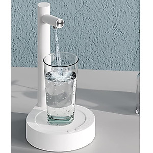 Water Dispenser for 5 Gallon Bottle Intelligent Desktop Water Dispenser Countertop for Universal Bottles with Drying Mat Electric Water Pump Smart Table Water Dispenser for Bedside, Office(White)