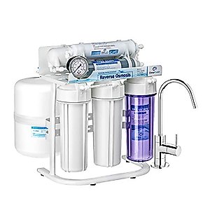 DeepFresh Water Filtration System Reverse Osmosis Water Filter System for Home Use 6-Stage Alkaline Water Filter System with 5-Gallon Pressurize Tank NSF Certified pH+ 75 GPD RO Filtration