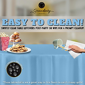 Grandipity 12 Pack Premium Disposable Plastic Tablecloth 84" Inch Decorative Round Table Cover - Sky Blue