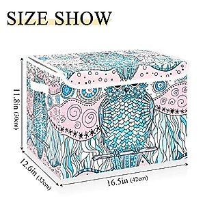 innewgogo Mandala Owl Storage Bins with Lids for Organizing Storage Baskets with Handles Oxford Cloth Storage Cube Box for Dog Toys