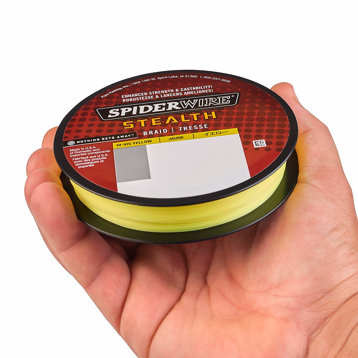 SpiderWire Stealth® Superline, Hi-Vis Yellow, 50lb | 22.6kg, 300yd | 274m Braided Fishing Line, Suitable for Freshwater and Saltwater Environments
