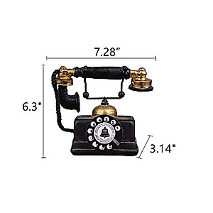 7 inch Creative Retro Telephones European Resin Rotary Dialing Telephone Decoration Cafe Bar Window Decorative Home Decoration Props (L: 7 1/4 inch X W: 3 1/8 inch X H: 6 1/4 inch)