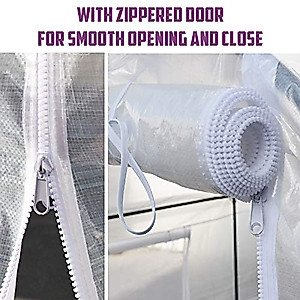 YardGrow Half Transparent Walk-in Plant Greenhouse Heavy Duty Garden Tunnel Tent with ABS Clamps (16'X7'X7')