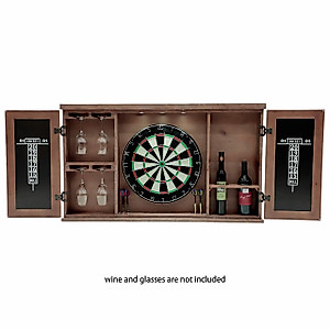 Neconcet Dartboard and Cabinet Set: Sisal Dartboard with Self Healing Bristles and Accessories- Multiple Styles Available (Mars)