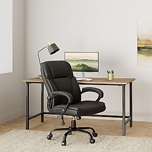 BESTOFFICE FURNITURE 400lbs Wide Seat Ergonomic Desk Massage Computer Lumbar Support Armrest Swivel Rolling Executive PU Leather Adjustable Task Chair for Adults Women, Black