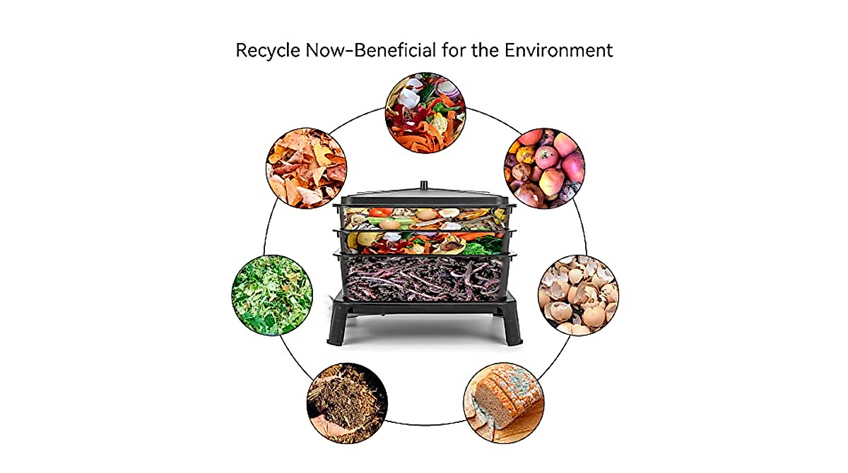 Garden 4 Tray Worm Compost Bin for Recycling Food Waste