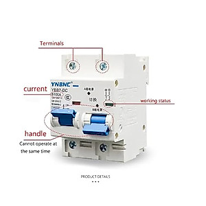 1PCS 12v-125v DC Circuit Breaker 2P Power Switch Protection Switch 80A100A125A150A200A250A Battery Protector asynchronous Switch (Size : KL4-3b, Color : 150A)