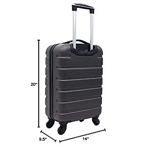 Wrangler Hardside Carry-On Spinner Luggage, Charcoal Grey, 20-Inch