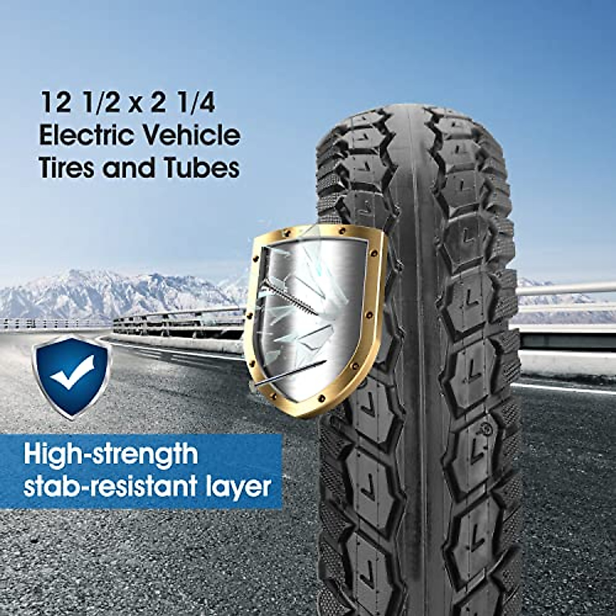 Heavy Duty 12.5x2.25 (12-1/2 x2-1/4) Tire & Inner Tube Set with Angled Valve Stem for Electric Scooters Razor Pocket Mod, Currie, Schwinn, GT, IZIP, eZip 2 Sets