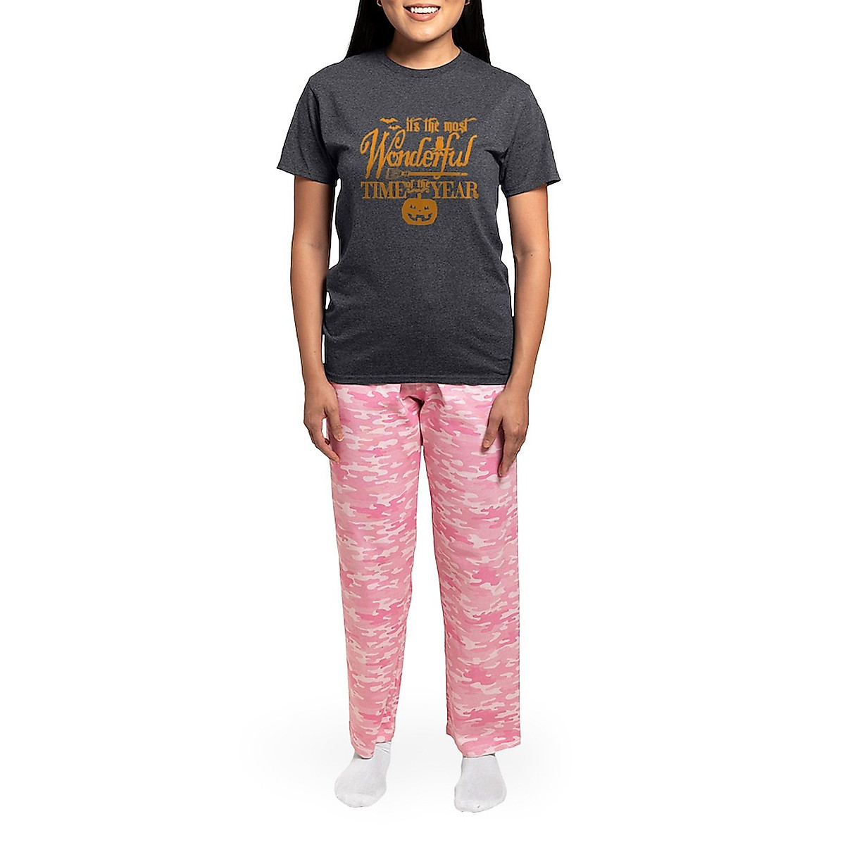 CafePress Most Wonderful (Orange) Pajamas Women's Charcoal PJ Set