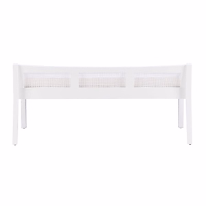 Linon Memphis Wood Cane Bench with Padded Seat in White