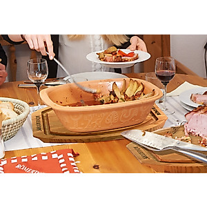 Romertopf With Juice Grooves, Made in USA Wooden Cutting Board, 16 Inch, Brown