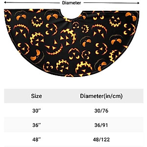 Halloween Tree Skirt 36Inch Pumpkin Smile Face Halloween Christmas Tree Decoation Horror Skulls Tree Skirt for Holiday Home Party Decor