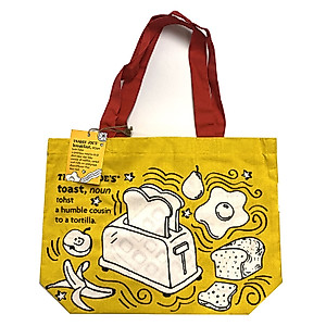 JSEVEN Trader Joe's Reusable Shopping Bag Breakfast Waffle Toast Milk Heavy Cotton Bag