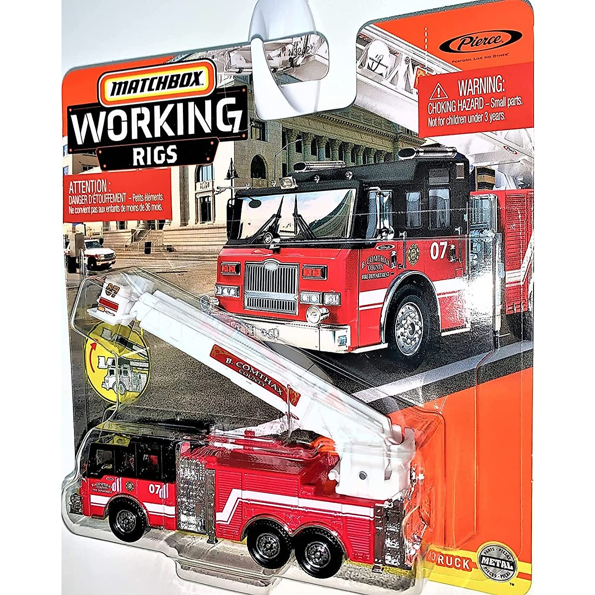 Matchbox Working Rigs Pierce Quantum Aerial Ladder Truck (Red/White) Fire Truck 5/8