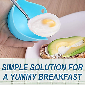 Poached Egg Cup Pack of 4,Silicone Egg Poacher Cups with Ring Standers,Eggs Poaching Cups for Stovetop or Microwave Egg Cooking, Easy Release and Cleaning - BPA Free,Stove Top and Dishwasher Safe