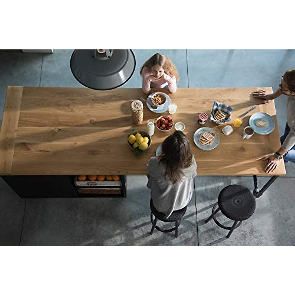 Keter Resin Backless 26” Counter Height Stools Set of 2 for Patio and Outdoor Bar Seating, Dark Grey