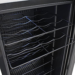 Vinotemp EL-28TS 28 Bottle Cooler Refrigerator, Freestanding Wine Fridge with Touch Screen Adjustable Temperature Control, Dual-Paned Glass Door and Safety Lock, Black