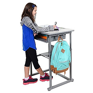 Offex Student-M Student Manual Adjustable Desk - Light Gray/Medium Gray