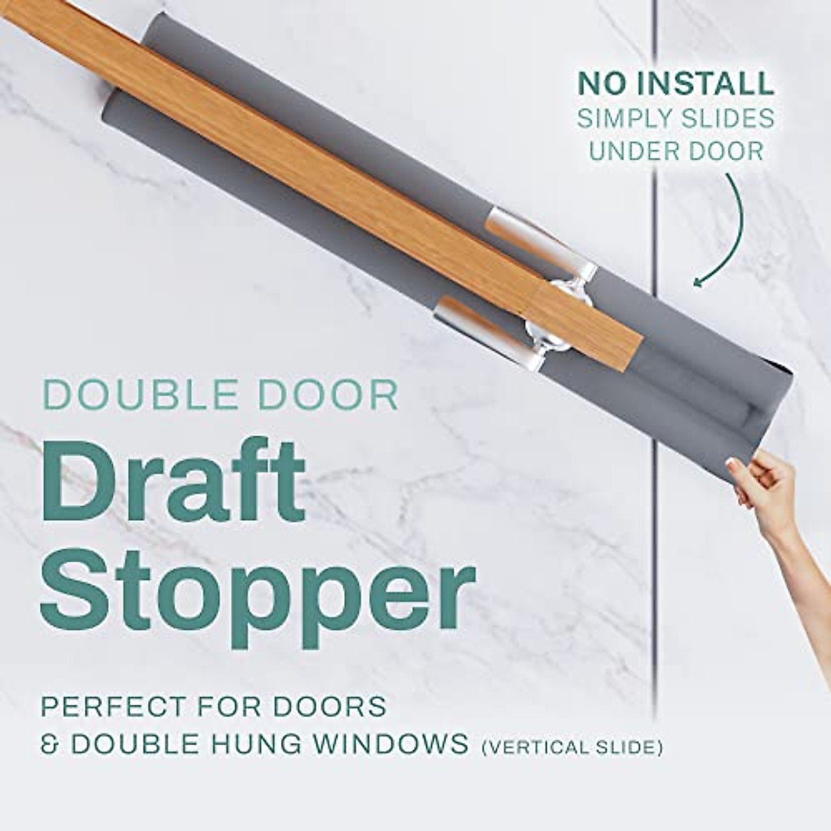 Home Intuition 36 inch Twin Door Draft Stopper for Bottom of Doors Weather Stripping, Grey, 2 Pack