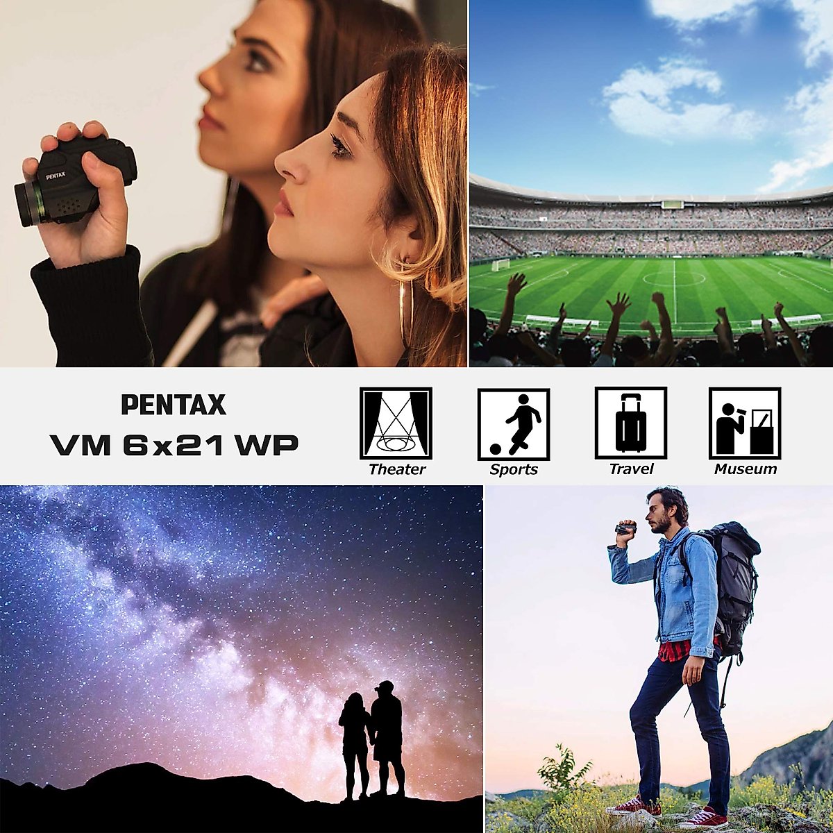 PENTAX Monocular VM 6x21 WP Easy to use with just one hand.Universal design that is ergonomically easy to operate. Bright and clear view with high contrast and excellent optical performance.Waterproof
