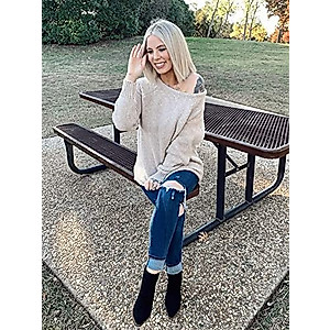 BTFBM Women Casual Long Sleeve Fall Sweaters Crew Neck Solid Color Soft Ribbed Knitted Oversized Pullover Loose Fit Jumper(Solid Apricot, Large)