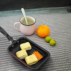 Omelette Pan, Tamagoyaki Pan Nonstick Frying Pan Griddle Pan Skillet with Spatula Nonstick Carbon Steel Egg Frying Pan Japanese Omelette Pan with Kitchen Cooking Tools (7.1 X 4.9 X 0.8in)