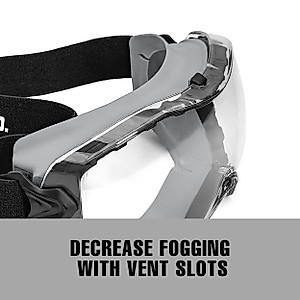 SolidWork Safety Goggles Anti-Fog Clear Lens with Adjustable Elastic Headband. Safety Goggles & Glasses Fit for All - Protective Eyewear for Men & Women.