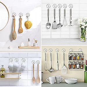 Znben Suction Cup Hooks, 2.5 Inches Clear Large Suction Cups with Metal Hooks 7 LB Reusable Heavy Duty Suction Cups for Kitchen Bathroom Shower Wall Window Glass Door - 6 Pack