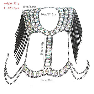 Connie Cloris Women Sexy Jewelry Night Shop Costume Shoulder Body Chain (Black -Shoulder body chain)