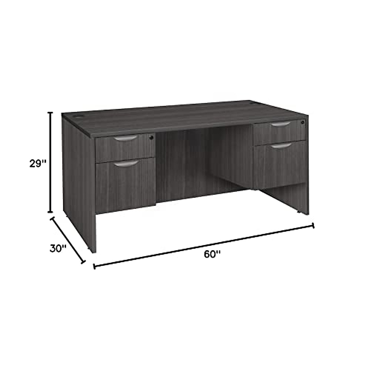 Regency Legacy Double Pedestal Desk with Four Drawers, 60", Ash Grey