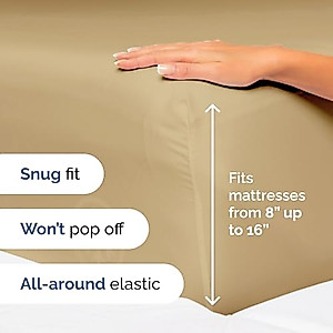 Queen 6 Piece Sheet Set - Breathable & Cooling Bed Sheets - Hotel Luxury Bed Sheets for Women, Men, Kids & Teens - Comfy Bedding w/ Deep Pockets & Easy Fit - Soft & Wrinkle Free - Queen Beige Sheets