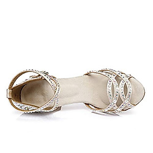 Pierides Women's Rhinestone Ballroom Dance Shoes Latin Performance Wedding Shoes for 1920s Party Shoes,2.75" Heel,11 US
