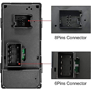 Front Left Driver Side Power Window Master Control Switch fit for 2007-2013 Chevy Silverado GMC Sierra 1500 2500HD 3500HD Traverse HHR Buick Enclave Replaces OE 25789692, 20945129, 25951963, 20945224