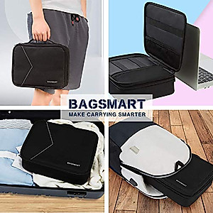 BAGSMART Electronic Organizer,Large Double Layer Cable Bag,Travel Organizer Bag,Electronics Accessories Storage Cases for iPad,Cables,Chargers,Hard Drive,Game Cards
