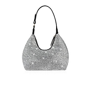 GripIt Rhinestone Handbag Purse Black Clutch Purses for Women Evening Shoulder Diamond Purse Bling Crystal Bag purses for Wedding Prom