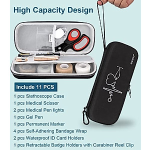 MEUUT 15 pcs Stethoscope Case Kits, Perfect Nurse Gift Include Stethoscope Case, Medical Scissors, Penlights with Batteries, Bandage Wraps, Badge Holders for Nurse Accessories for Work