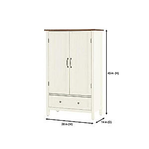 MAXCBD Nightstand Bedside Table Drawer Cabinet Bainport Ivory Wood Kitchen Pantry 28 in. W X 45 in. H Craft Supplies and Other Everyday Essentials Storage Tower Dresser