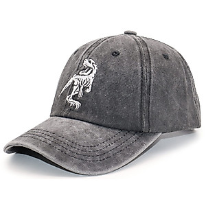 T Rex Skeleton Dinosaur Baseball Cap for Men Women, Vintage Embroidered Cotton Washed Distressed Dad Hat