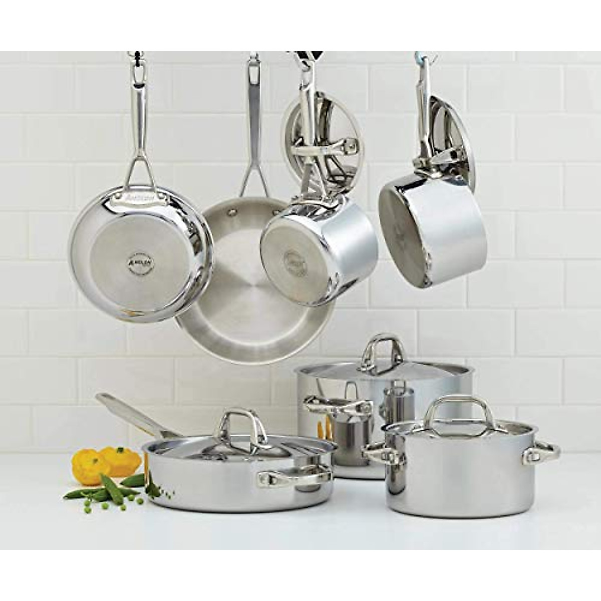 Anolon 30822 Triply Clad Stainless Steel Cookware Pots and Pans Set, 12 Piece