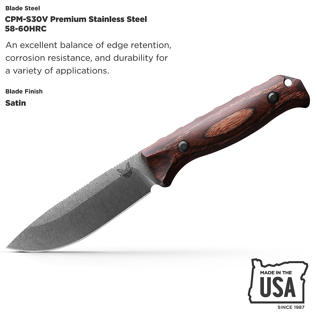 Benchmade - Saddle Mountain 15002 Hunting Knife with Wood Handle (15002)