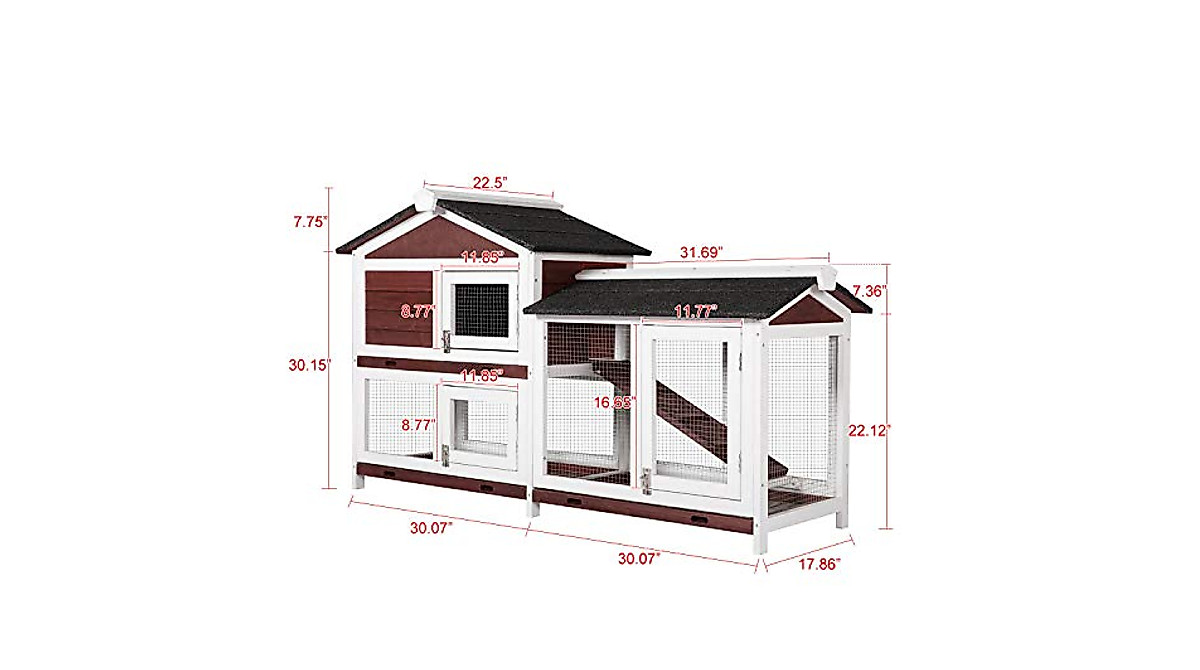 Wood Rabbit Hutch for Small Animals | Indoor & Outdoor Safe Habitat