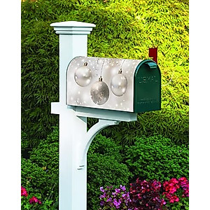 AMZRicher Christmas Balls Mailbox Covers Magnetic Large Size, Gradual Silver White Star Snowflake Post Box Cover Mail Wrap Outdoor Garden Yard Decoration 21x25.5